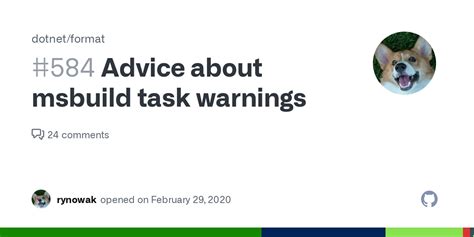 Advice About Msbuild Task Warnings · Issue 584 · Dotnetformat · Github