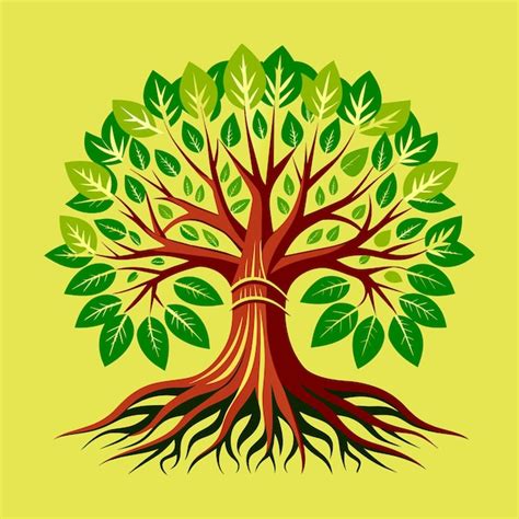Premium Vector Tree With Roots Vector Illustration