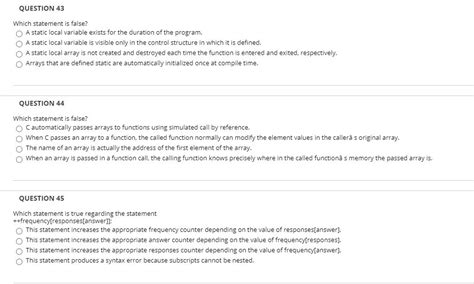 Solved Question 43 Which Statement Is False A Static Local