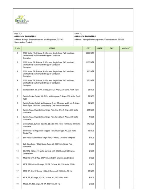 Neo Electrical Quotation Pdf Mains Electricity Alternating Current
