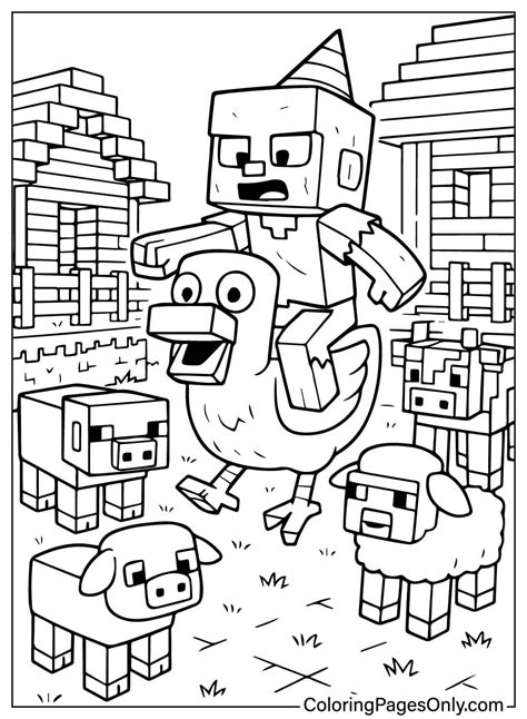 Minecraft Chicken Jockey Coloring Pages