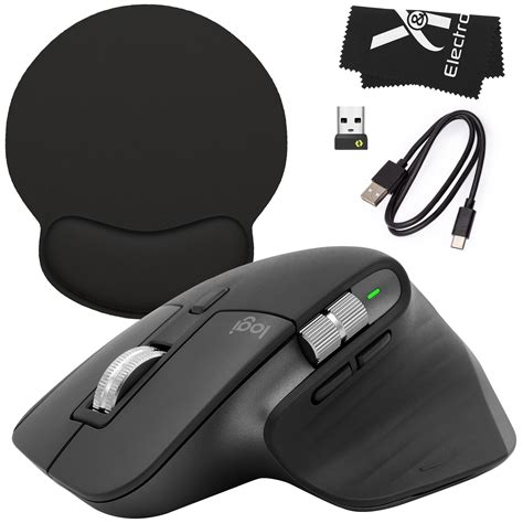 Logitech MX Master S Wireless Mouse With Black Mousepad And Microfiber Cloth Logitech MX
