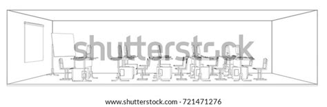 Computer Class Tables Computers Vector Illustration Stock Vector