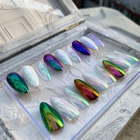 오로라 미러 화이트 파우더 네일 크롬 안료 홀로그램 무지갯빛 디핑 마찰 파우더 매니큐어 디자인 젤 폴리시 더스트 Diy Aliexpress