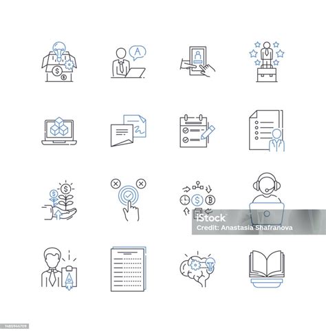 Sales Performance Line Icons Collection Growth Revenue Salesmanship Targets Incentives Metrics