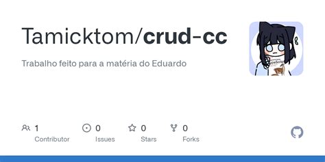 Github Tamicktomcrud Cc Trabalho Feito Para A Matéria Do Eduardo