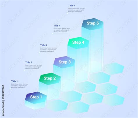 Step By Step D Hexagon Bars Infographic On Light Background Stock Vector Adobe Stock