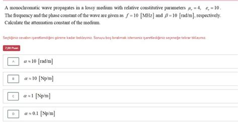 solved a monochromatic wave propagates in a lossy medium