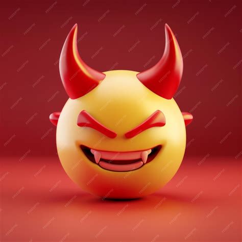 Devil Horns Emoji Icon Depict A Devil Emoji In 3d With Red Horns And A