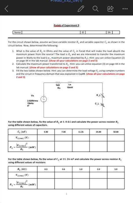 Solved For The Circuit Shown Below Assume We Have Variable Chegg