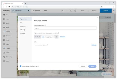 How Do I Open The Page Settings In Website Builder Support One Com