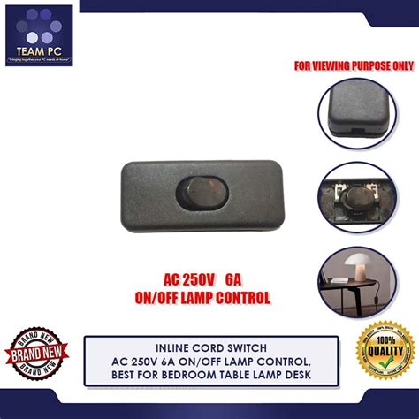 Team Pc Inline Cord Switch Ac 250v 6a On Off Lamp Control Best For