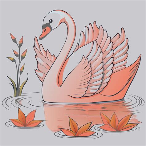 Un Dibujo De Un Cisne Con Alas Que Dicen Cisne En él Vector