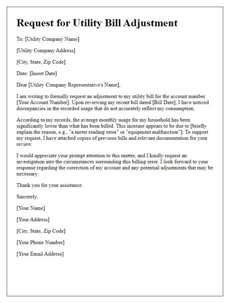 Letter Template For Utility Bill Correction Request Free Samples In Pdf Letterin