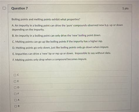 Solved Question Pts Boiling Points And Melting Points Chegg