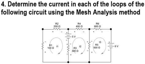 determine the current in each of the loops of the following circuit
