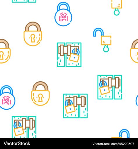 Padlock Lock Safe Password Seamless Pattern Vector Image