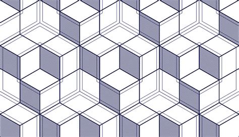 기하학적 큐브 추상적 원활한 패턴 3d 벡터 배경 기술 스타일 엔지니어링 라인 드로잉 끝없는 일러스트 단일 색상 흑백 직물 벽지 포장 웹 및 인쇄에 사용할 수 있습니다 3