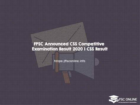 FPSC Announced CSS Competitive Examination Result CSS Result