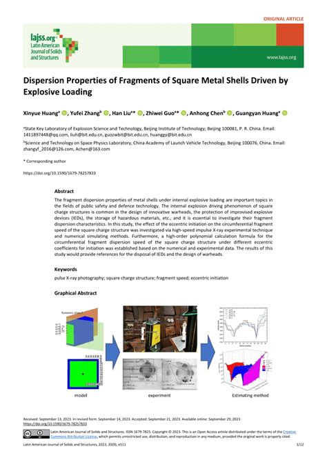 Pdf Dispersion Properties Of Fragments Of Square Metal Shells Driven By Explosive Loading