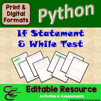 Python If Statements And While Loops Test Editable Resource Package