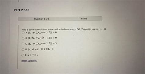 Solved Find A Point Normal Form Equation For The Line Chegg