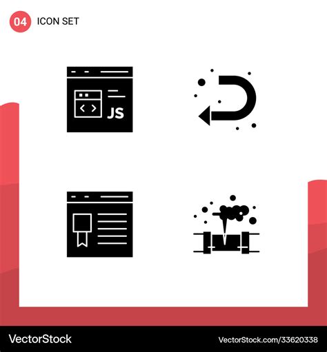Set 4 Commercial Solid Glyphs Pack For Code Vector Image