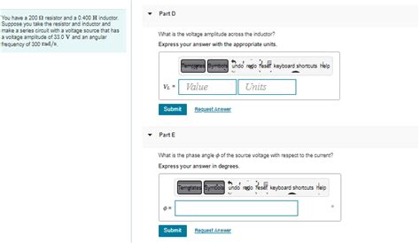 Solved You Have A 200Ω Resistor And A 0 400h Inductor Part