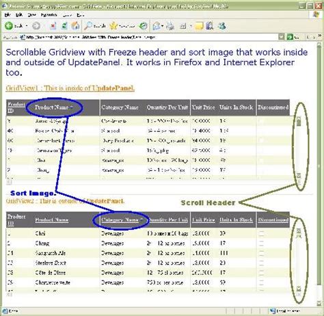 Scrollable Gridview With Freeze Header And Sort Image CodeProject