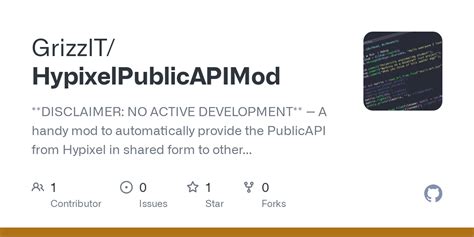 Github Grizzlthypixelpublicapimod Disclaimer No Active
