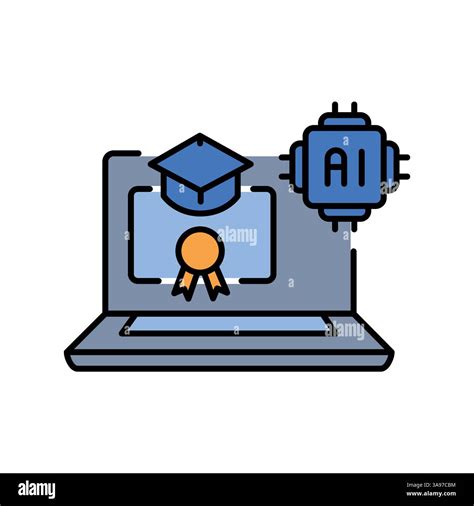 Ai In Education Line Icon Vector Isolated Element Editable Stroke