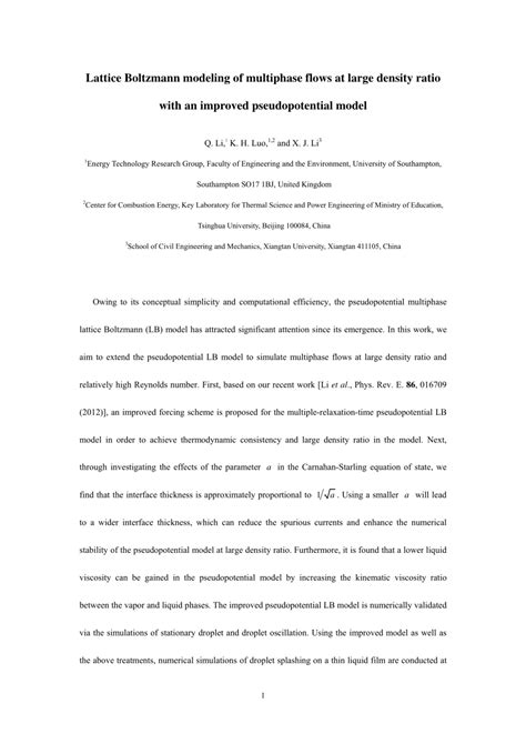 Pdf Lattice Boltzmann Modeling Of Multiphase Flows At Large Density