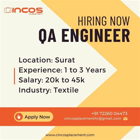Cincos Placement Services On Linkedin Qaengineer Suratjobs
