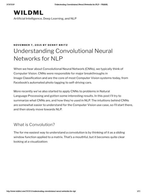 understanding convolutional neural networks for nlp wildml