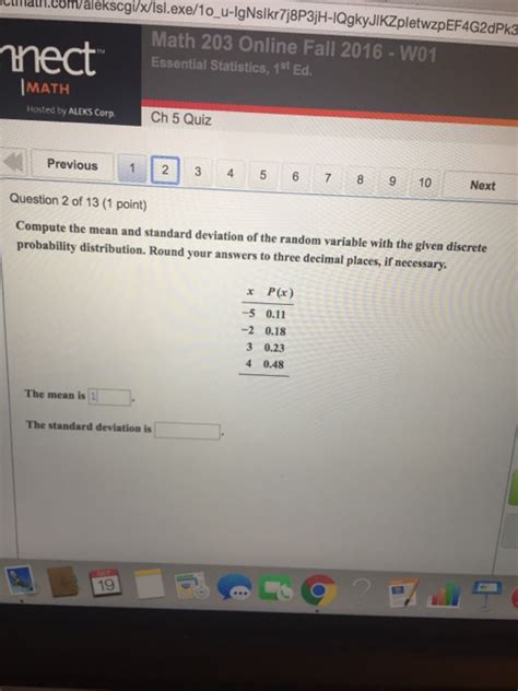 solved compute the mean and standard deviation of the random
