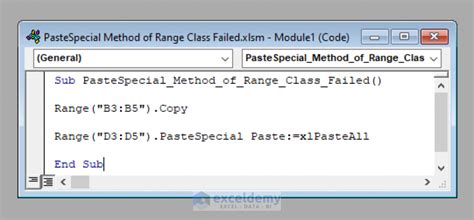 run time error 1004 pastespecial method of range class failed