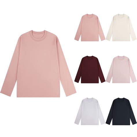 Bxingohai Long Sleeve Tee Shirts For Women Slim Fit Tshirts Basic Tops