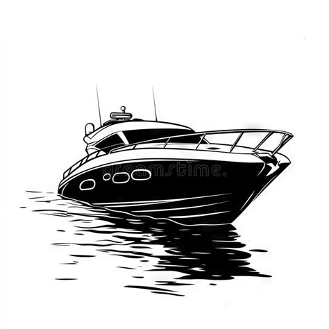 Black And White Illustration Of A Luxury Yacht Stock Illustration