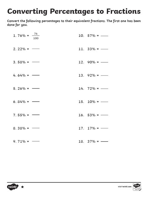 Kami Export T2 M 2516 Converting Percentages To Fractions Differentiated Activity Sheets English