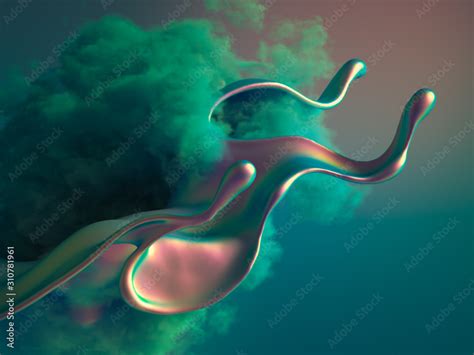 Beautiful Background With Beads Particles And Simulation 3d