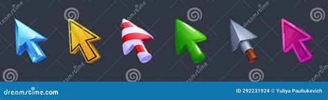 Game Ui Arrow Cursor Cute Mouse Pointer Vector Stock Vector Illustration Of Clic Metal