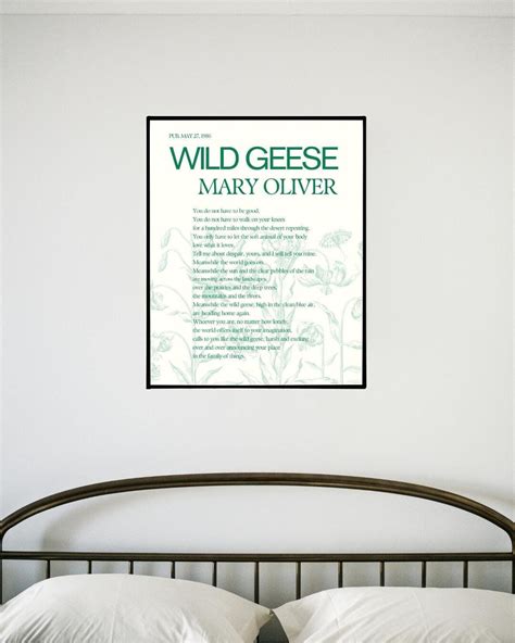 Mary Oliver Wild Geese Poem Art Print Digital Download Poster Many
