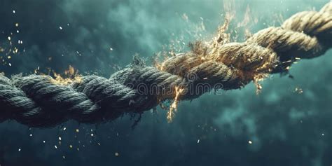 Rope About To Break Under Pressure With Strength Concept Theme Stock