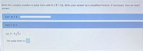 solved write the complex number in polar form with 0≤θ