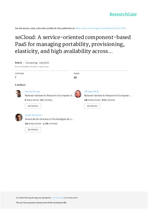 pdf socloud a service oriented component based paas for managing portability provisioning