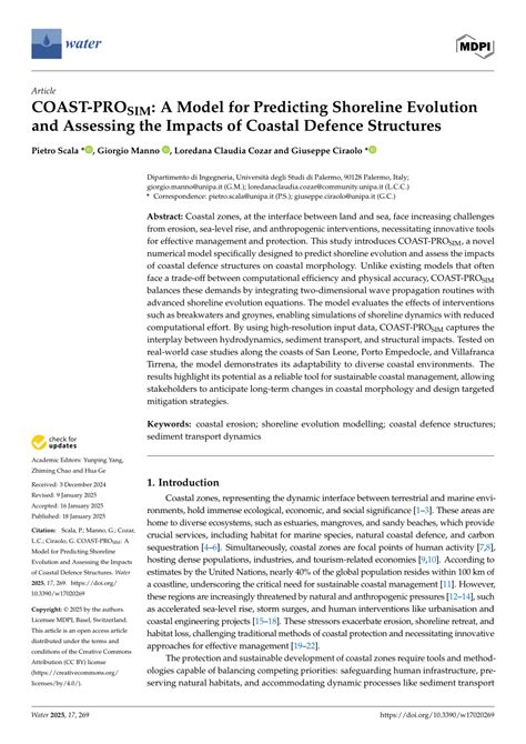 Pdf Coast Prosim A Model For Predicting Shoreline Evolution And Assessing The Impacts Of