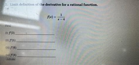 Solved Limit Definition Of The Derivative For A Rational