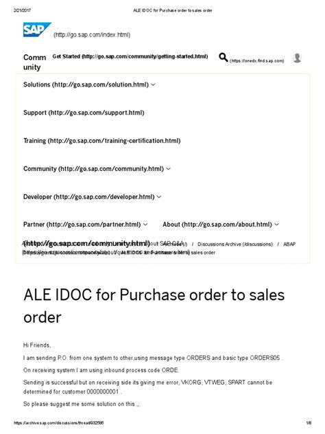 ale idoc for purchase order to sales order pdf computer engineering