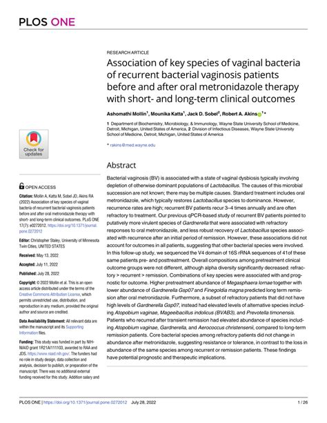 Pdf Association Of Key Species Of Vaginal Bacteria Of Recurrent