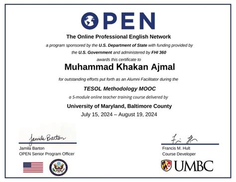 I Am Happy To Share My Certificate For Alumni Facilitator In Tesol Methodology Mooc Delivered By